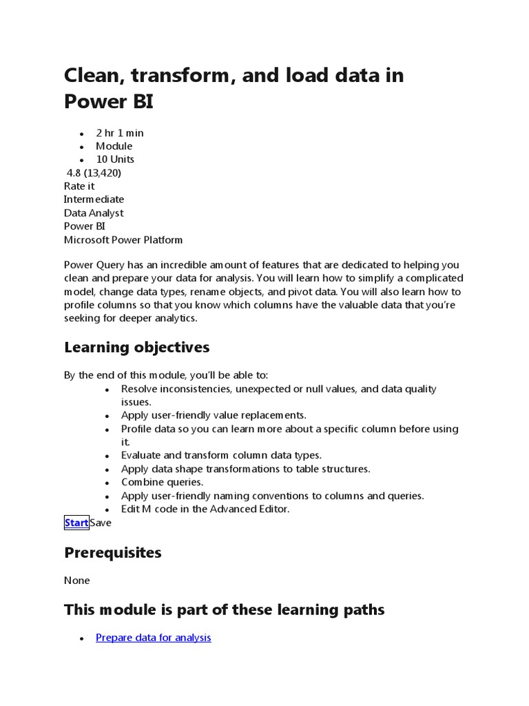 4 Clean Transform, and Load Data in Power BI | PDF | Table (Database) | Information Technology