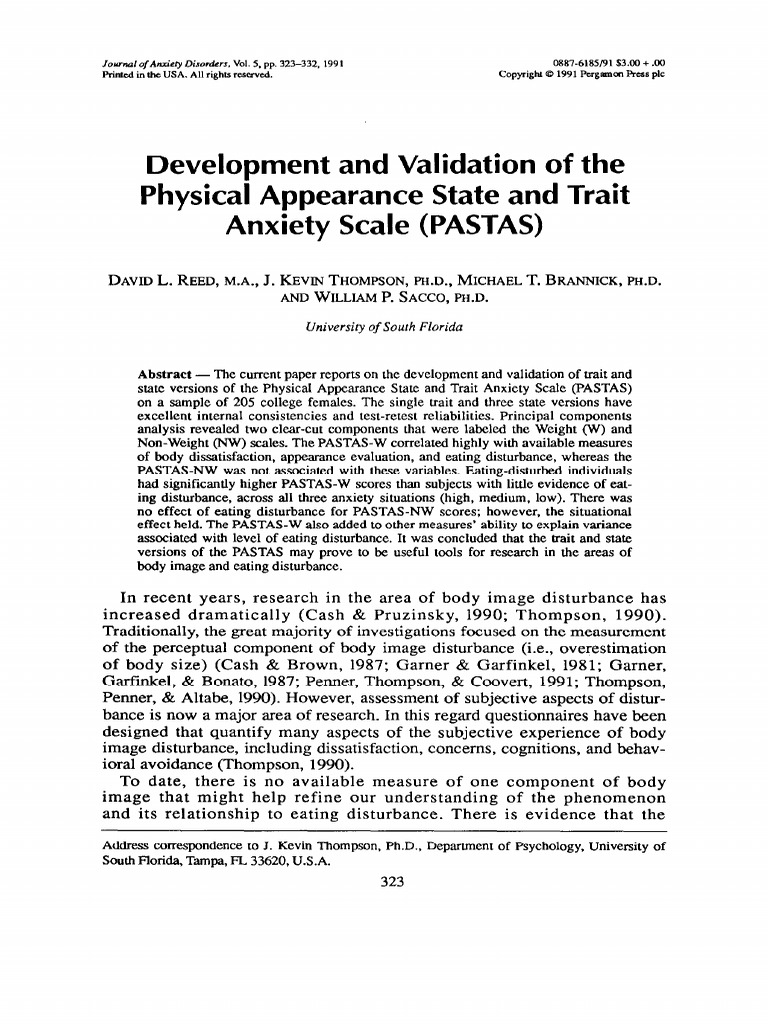 Reed Et Al (1991) - Development and Validation of The Physical ...