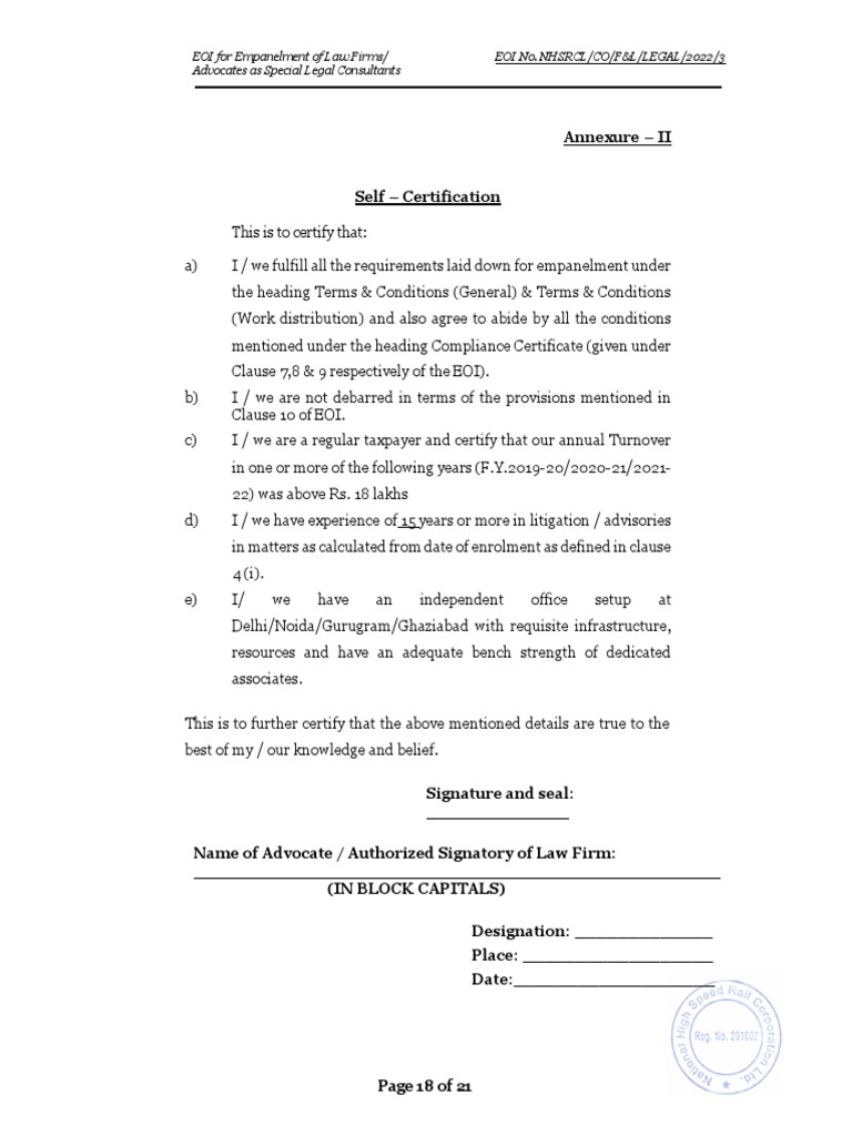 Draft EOI | PDF | Advocate | Law Firm