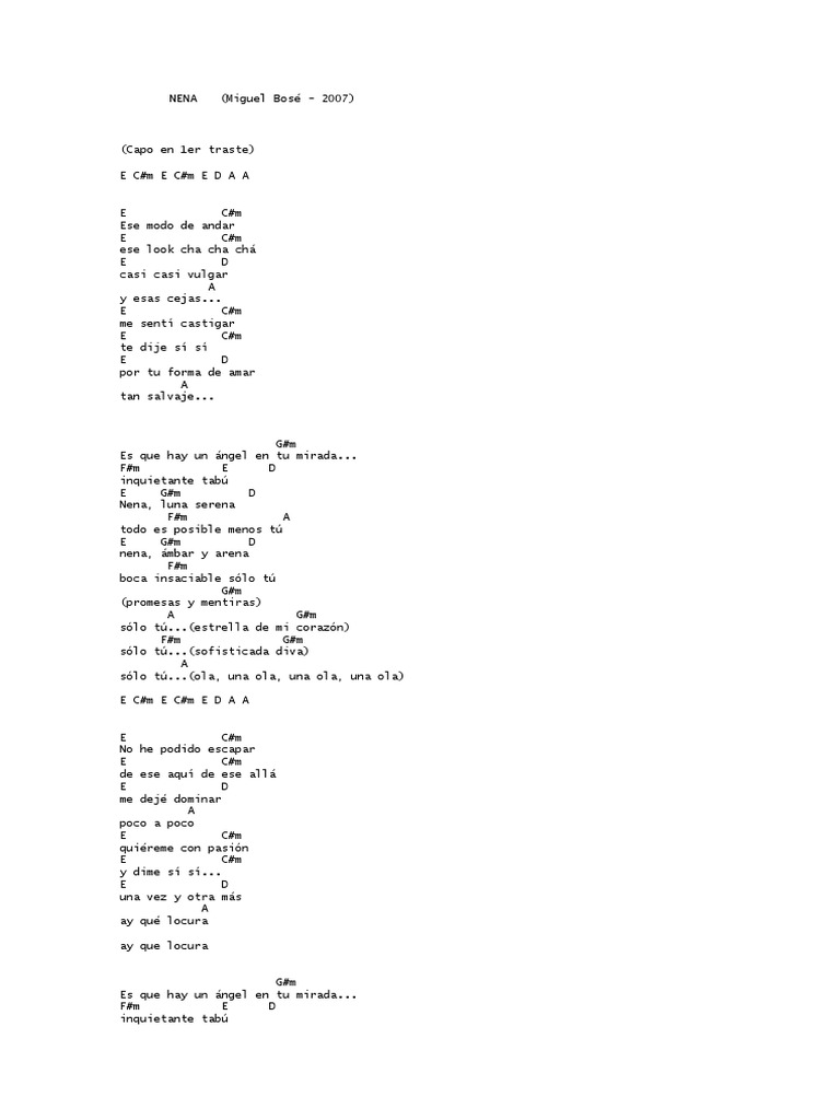 Nena (Miguel Bosé) - Acordes | PDF