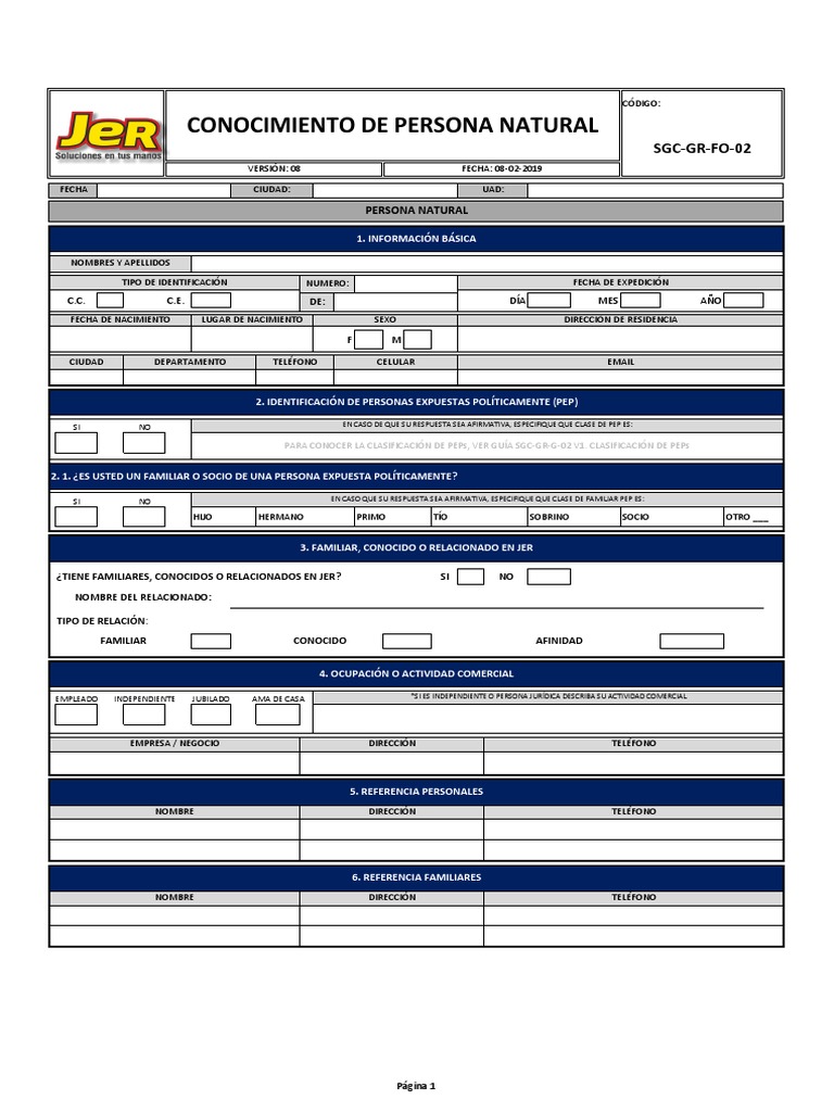 Formato Persona Natural | PDF | Bases de datos