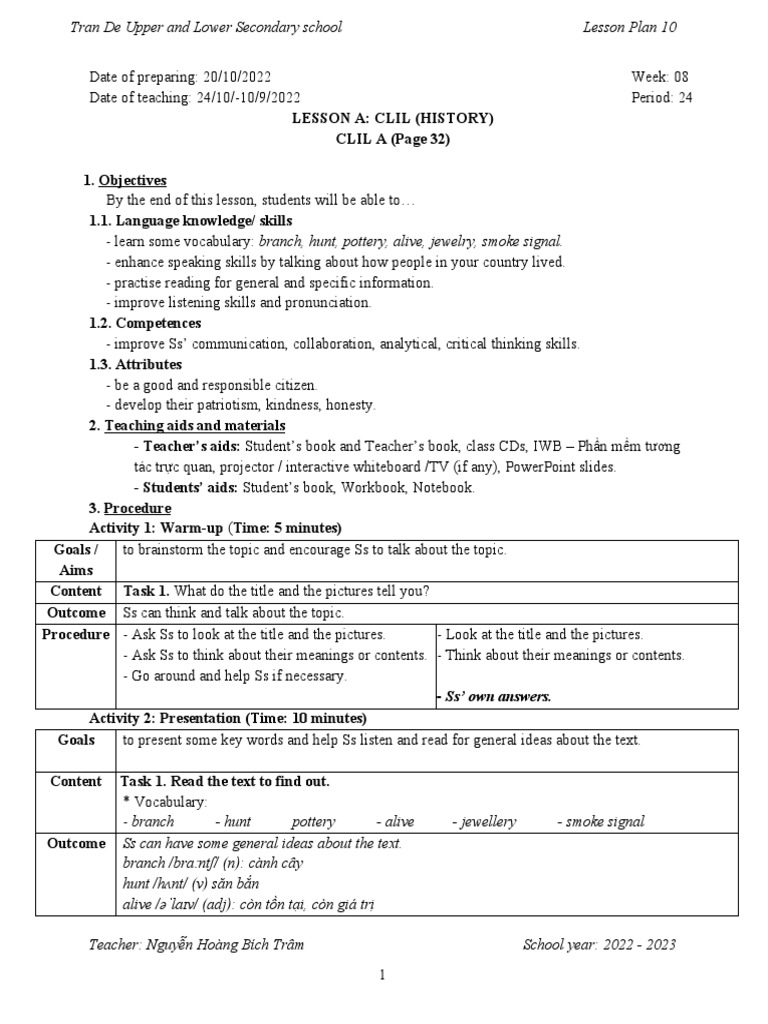 Clil A | Download Free PDF | Lesson Plan | Teachers