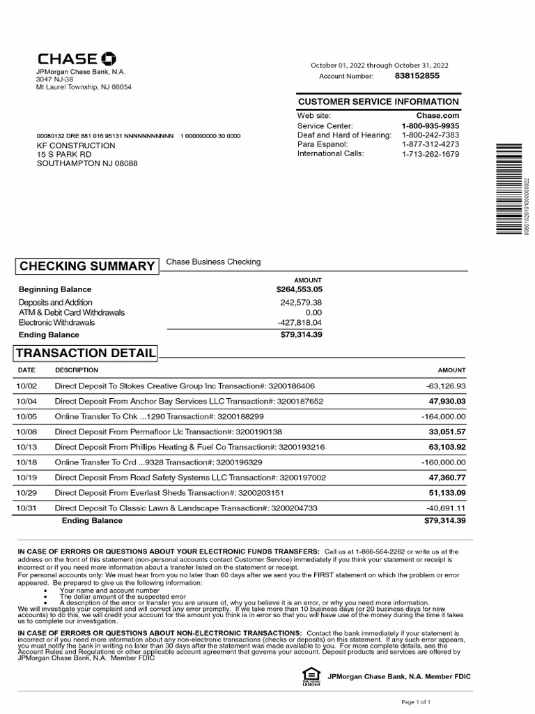 Chase 20221031 Statements x2855 | PDF Chase 20221031 Statements x2855 | PDF