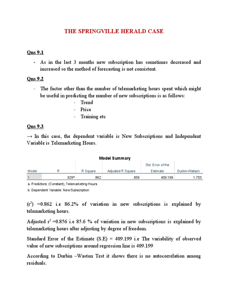 Spss Case | PDF | Errors And Residuals | Regression Analysis