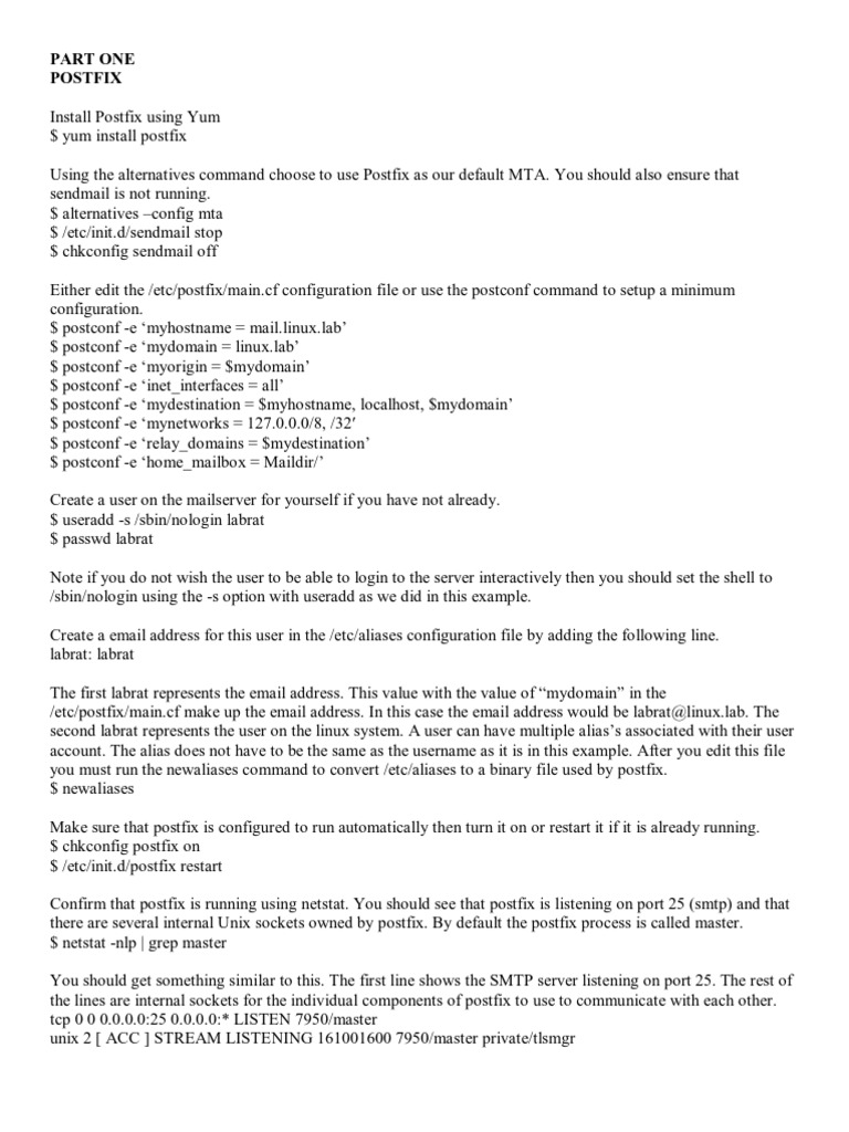 Postfix & Dovecot | PDF | Email | Computer Networking