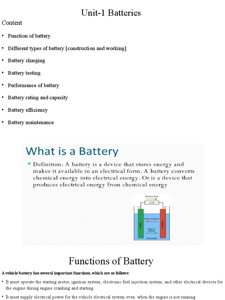 Unit 1 Batteries | PDF | Lithium Ion Battery | Electricity