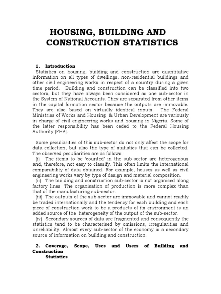 Housing, Building and Construction Statistics | PDF | Survey ...