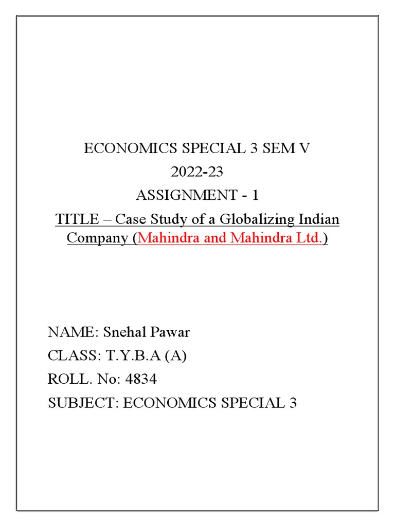Case Study of Globalisation Indian Company | PDF | Globalization ...