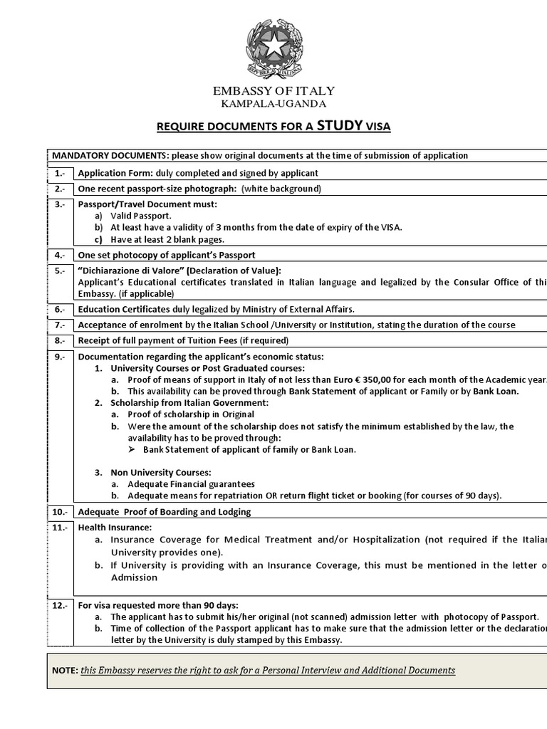 Italian Visa Requirements | PDF | Travel Visa | Passport