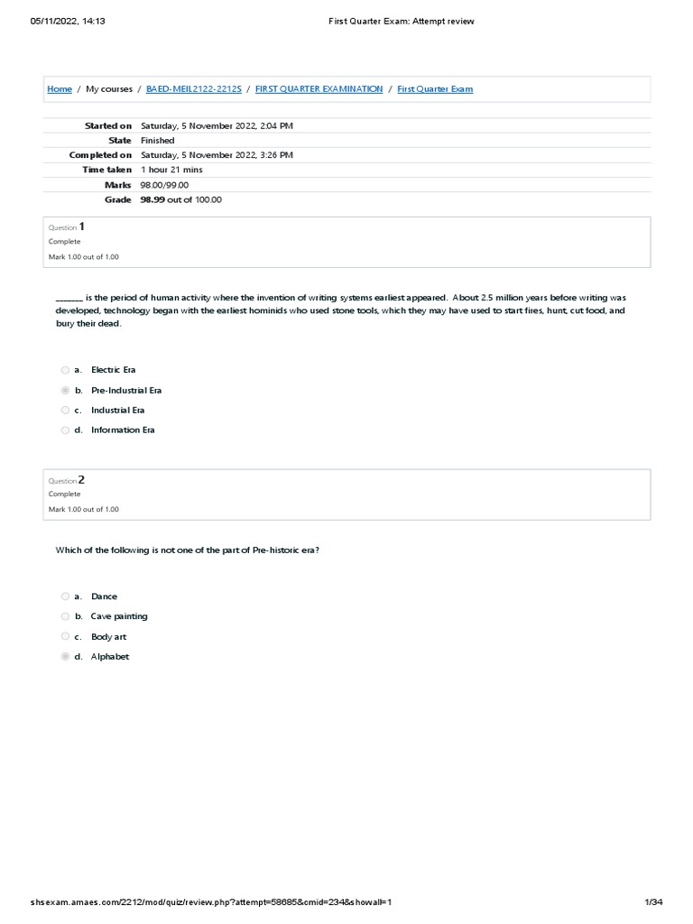 First Quarter Exam - Attempt Review Meil | PDF | Mass Media ...