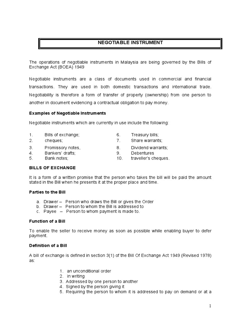 Law of Negotiable Instrument (Law 416) | PDF | Negotiable Instrument | Cheque