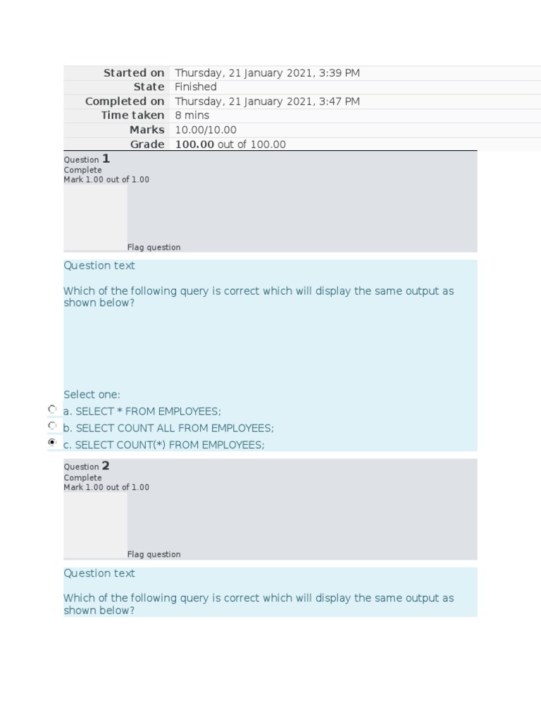 Final Quiz 1 and 2 Dmbs | PDF | Salary | Computer Programming Final Quiz 1 and 2 Dmbs | PDF | Salary | Computer Programming