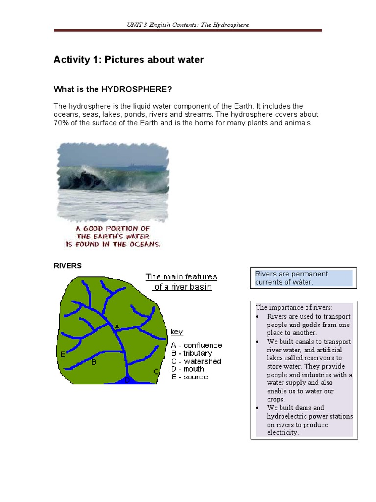 Unit 3 Pictures About Water | PDF | Water | Lake