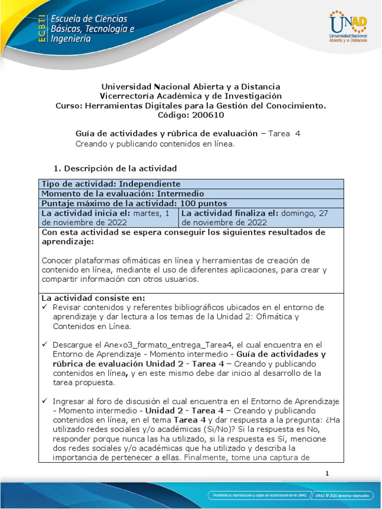 Guía de Actividades y Rúbrica de Evaluación - Unidad 2 - Tarea 4 - Creando y Publicando ...