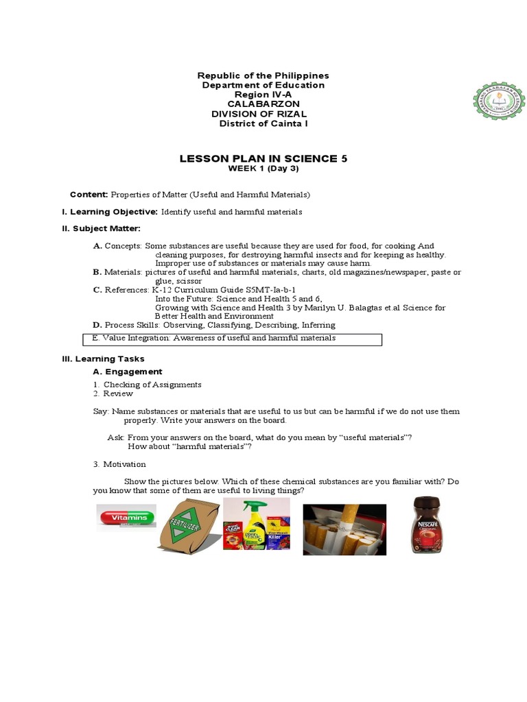 LESSON PLAN IN SCIENCE 5 Week 1 Day 3 | PDF | Lesson Plan | Science