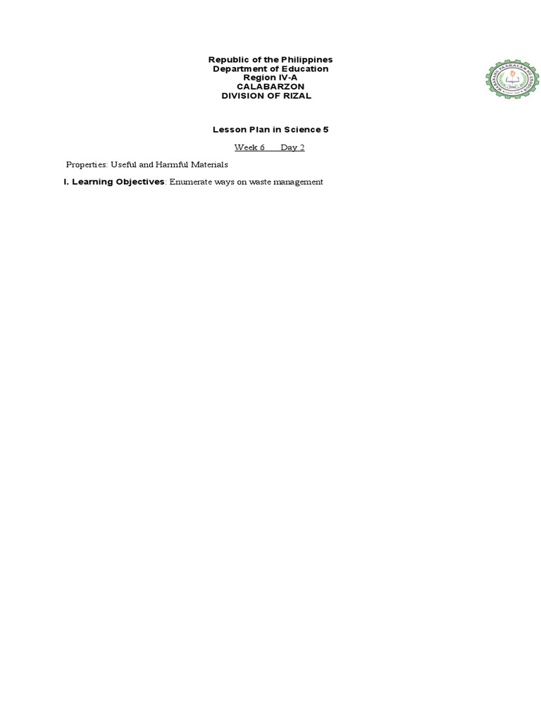 Science 5: Waste Management Lesson | PDF | Recycling | Compost