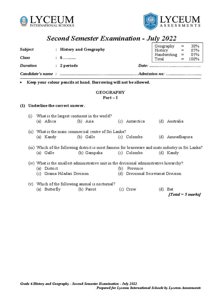 Grade 6 History and Geography | PDF