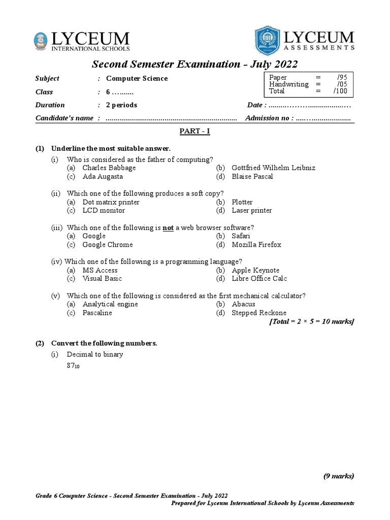 Grade 6 - Computer Science | PDF | Computer Hardware | Information Age