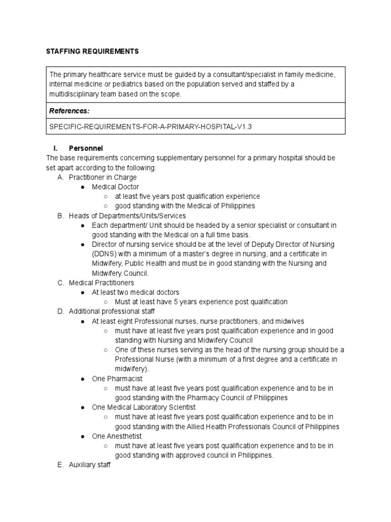 Staffing Requirements | PDF | Nursing | Medicine