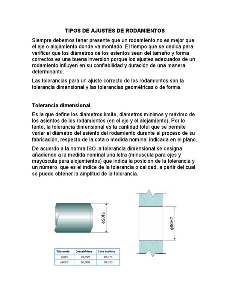 Tipos de Ajustes de Rodamientos | PDF | Tolerancia de ingeniería ...