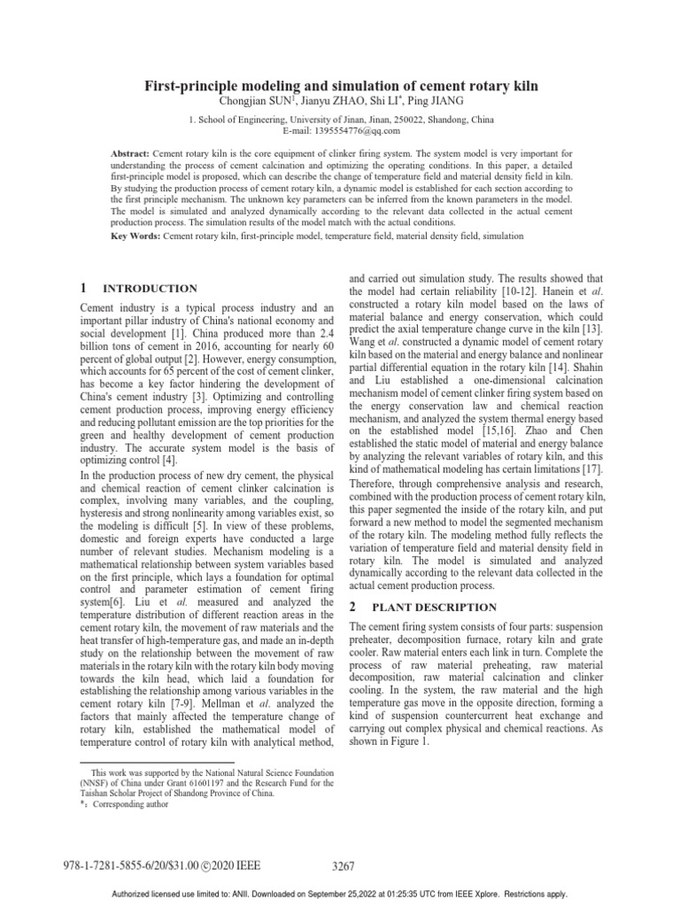 First-Principle Modeling and Simulation of Cement Rotary Kiln | PDF ...