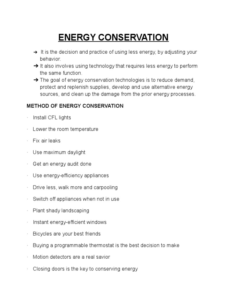 ENERGY CONSERVATION | PDF