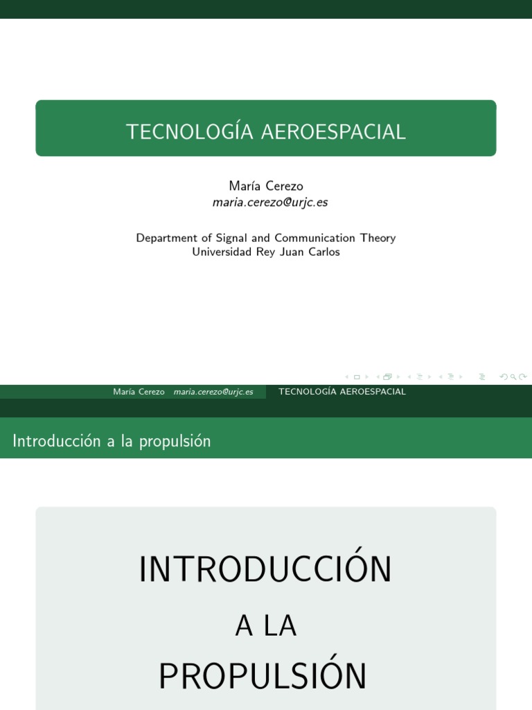 Clase 10 Intro Propulsion | PDF | Motor a reacción | Propulsión de naves espaciales