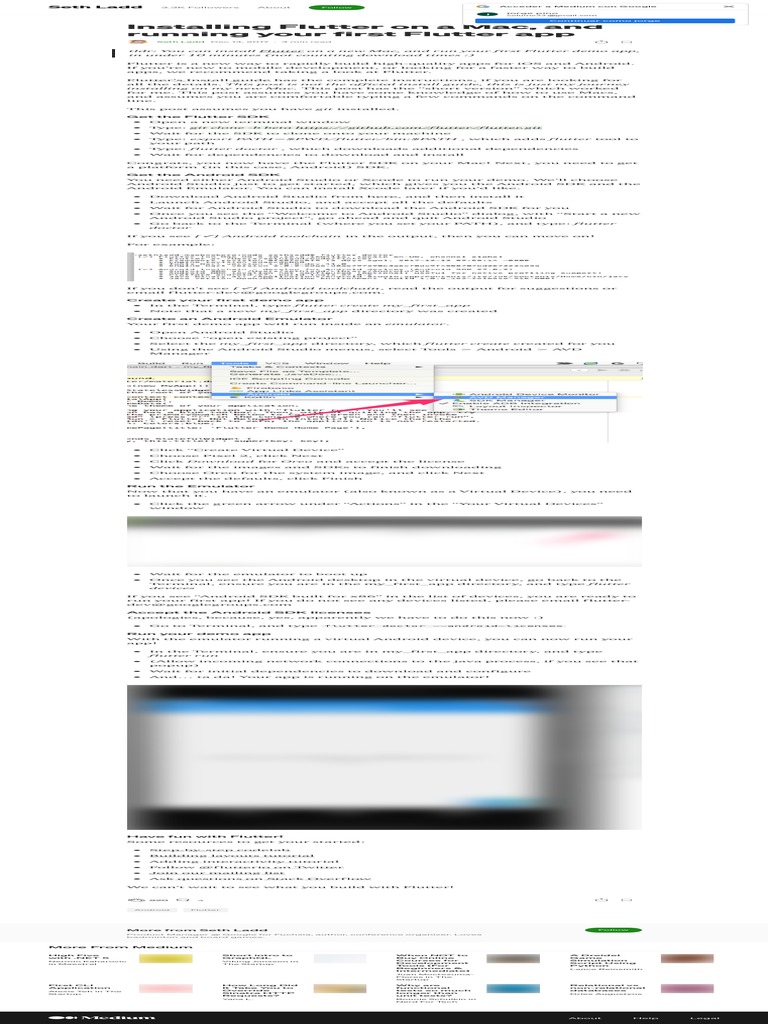 Installing Flutter On A Mac, and Running Your First Flutter App - Seth Ladd | PDF | Android ...