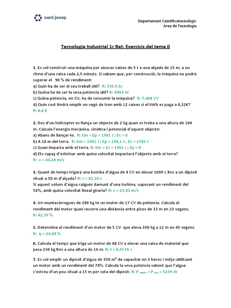 Problemes Tema 0 | PDF