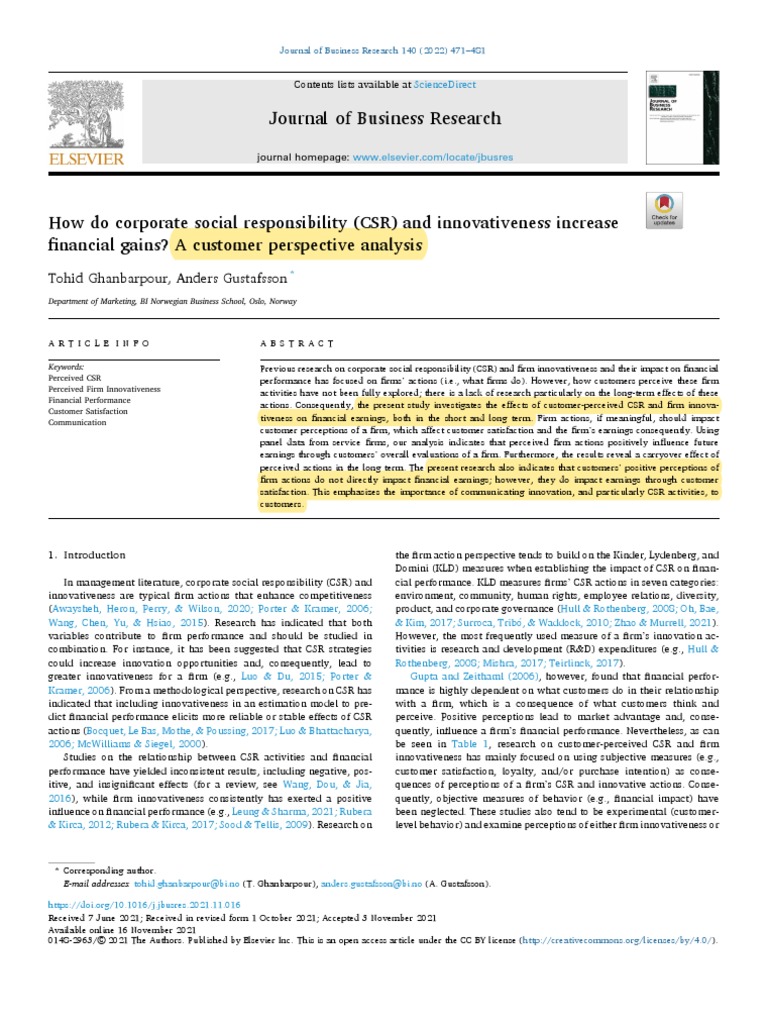 How Do Corporate Social Responsibility (CSR) and Innovativeness ...