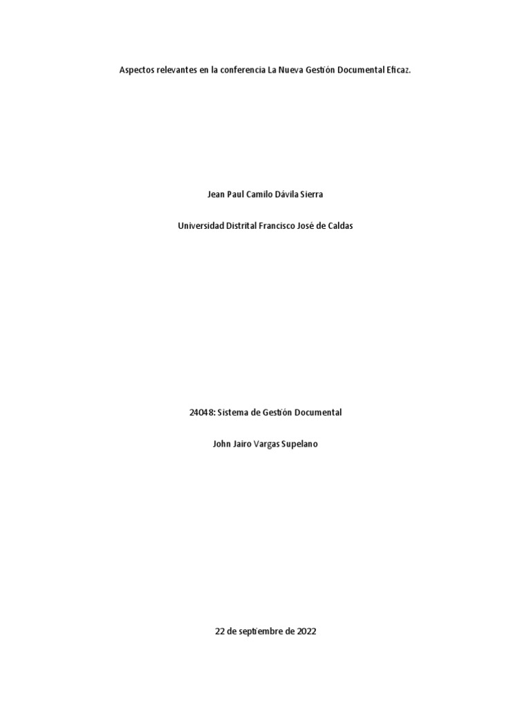 Aspectos Relevantes de La Conferencia. | Descargar gratis PDF | Gestión ...