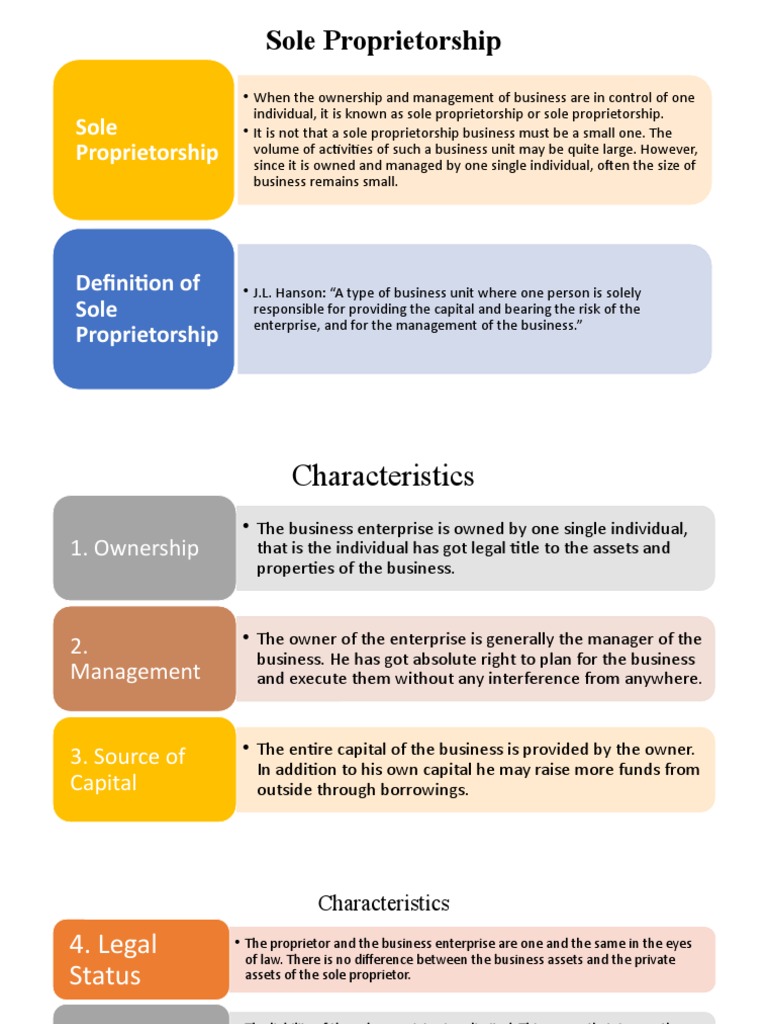 Sole Proprietorship: Key Features & Pros/Cons | PDF | Business