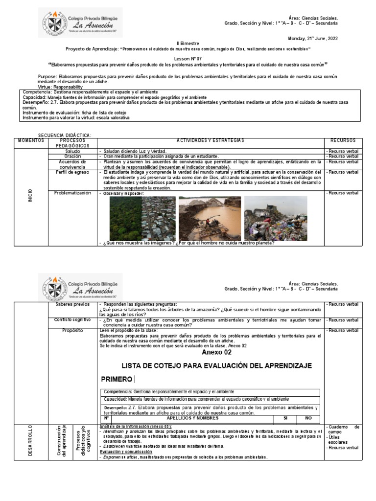 S7 - 1°ccss - Causas y Consecuencias de Los Fenómenos Naturales | PDF | Evaluación | Entorno natural