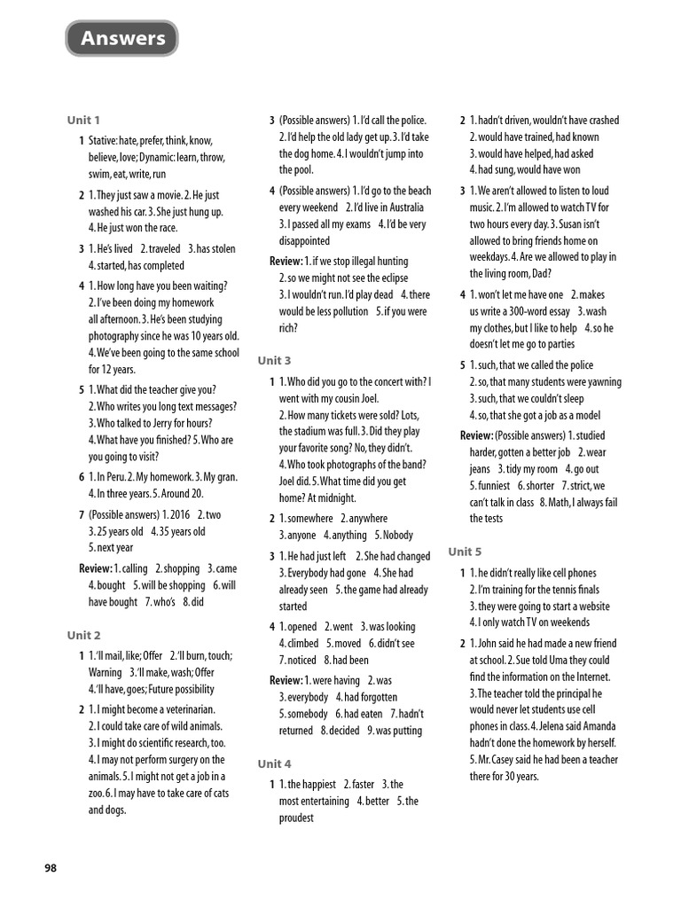 Motivate 3 Workbook Answer Key | PDF