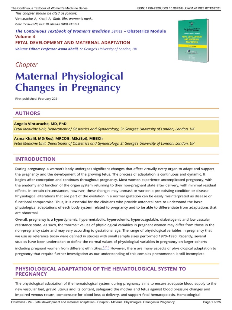 Obstetrics V4 Fetal Development and Maternal Adaptation Chapter ...