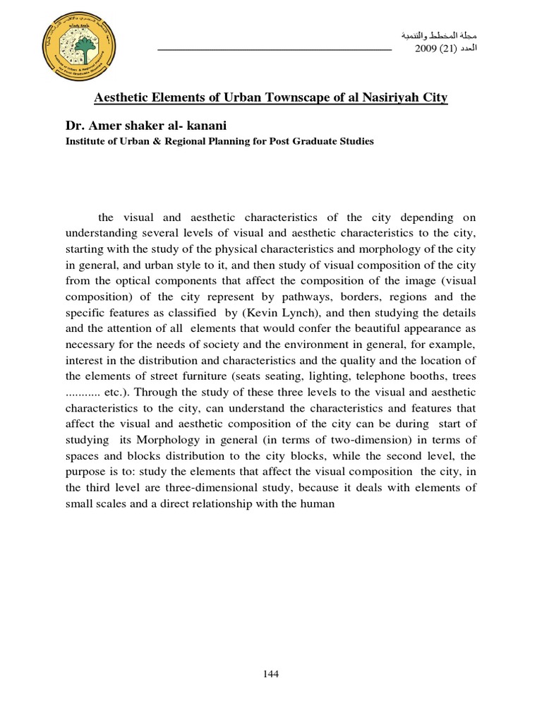 Aesthetic Elements of Urban Townscape | PDF | City | Composition ...