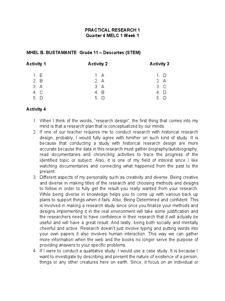 Practical Research Q4 Melc 1 | PDF | Qualitative Research | Cognition