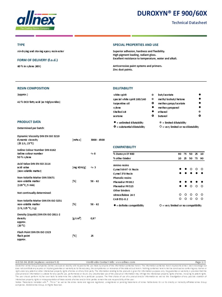 DUROXYN EF 900 60X - EN - Letter | PDF | Paint | Chemical Compounds