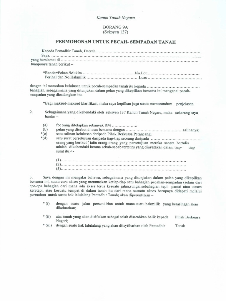 BORANG 9A (Seksyen 137) | PDF
