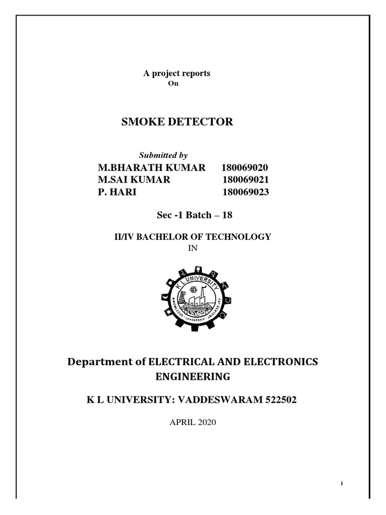 A Project Reports On SMOKE DETECTOR | PDF | Electrical Engineering | Electricity
