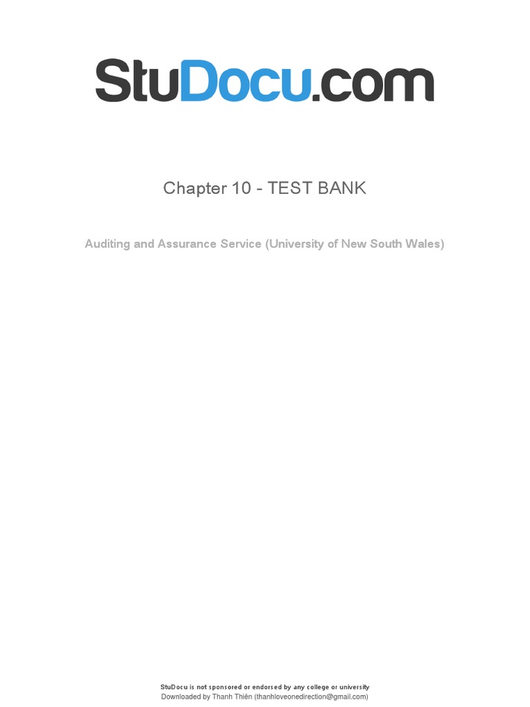 Chapter 10 Test Bank | PDF | Financial Audit | Audit
