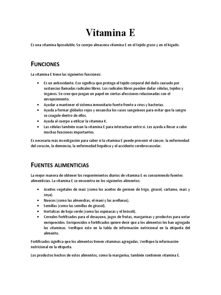 Vitamina E | PDF | Vitamina | Alimentos
