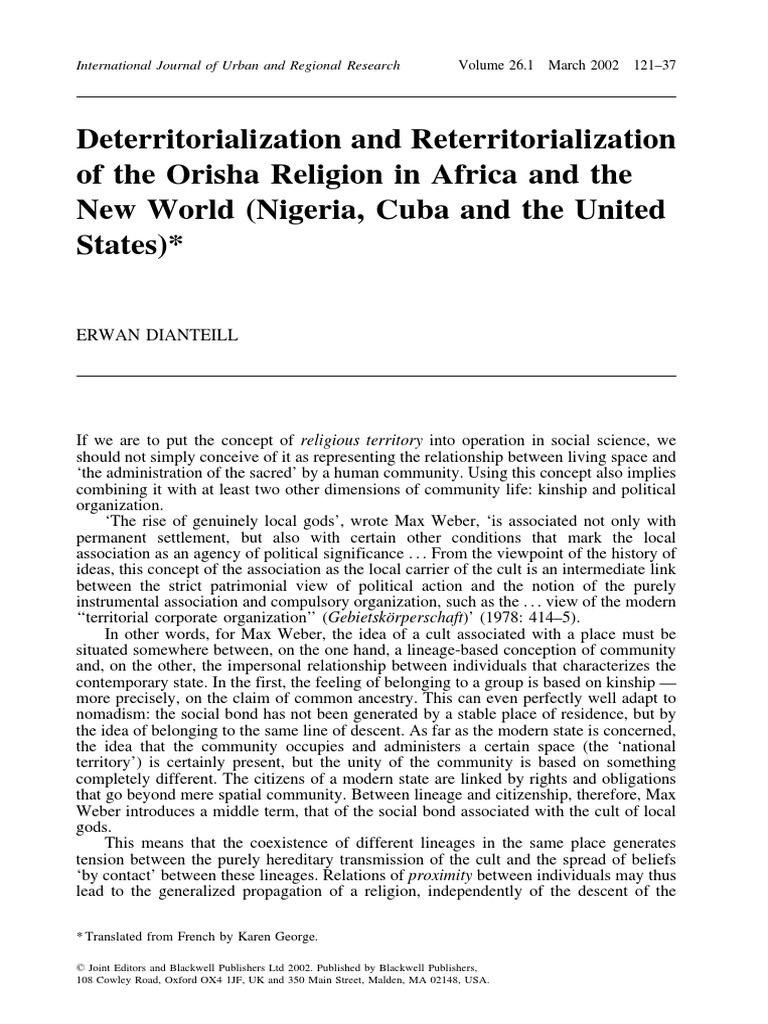 Deterritorialization and Reterritorializ | PDF | Santería | Cuba