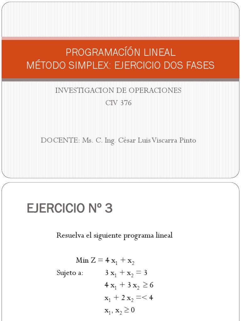 Método Simplex - Ejercicio Dos Fases Est | Descargar gratis PDF | Ciencias de la Computación ...