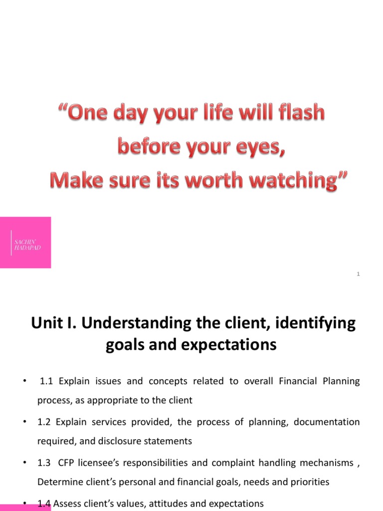 Unit I. Understanding The Client, Identifying Goals and Expectations ...