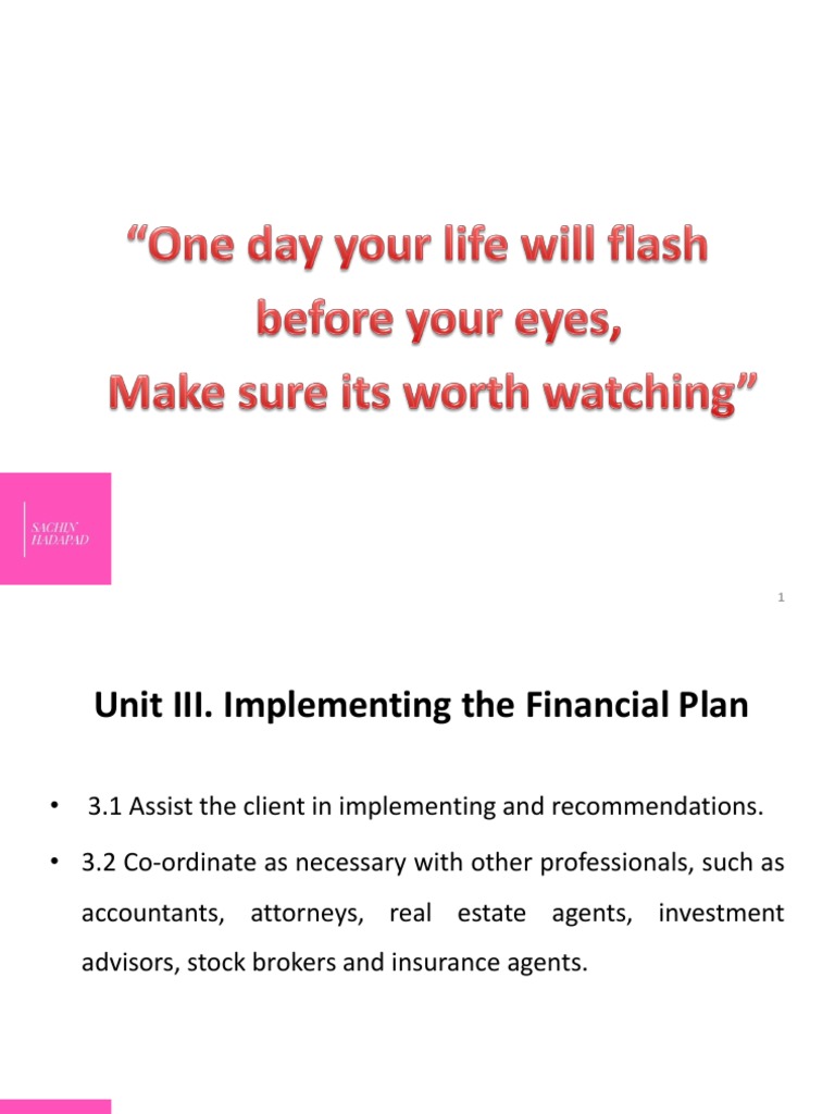 Unit III. Implementing The Financial Plan | PDF | Asset Allocation | Banks