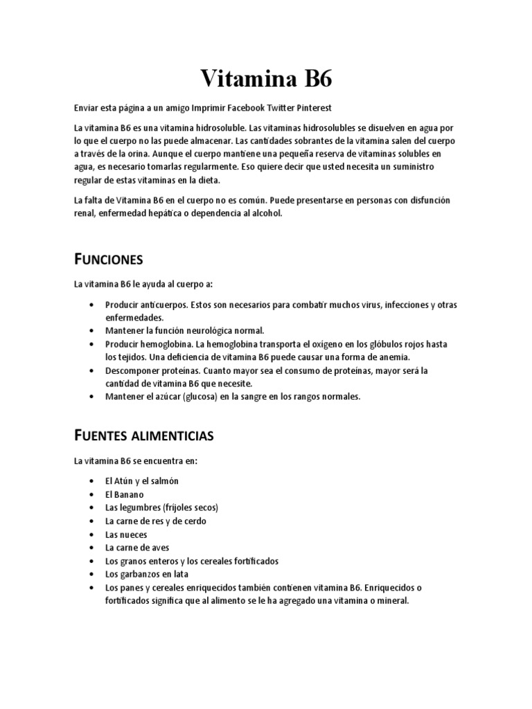 Vitamina B6 | PDF | Vitamina | Cereales