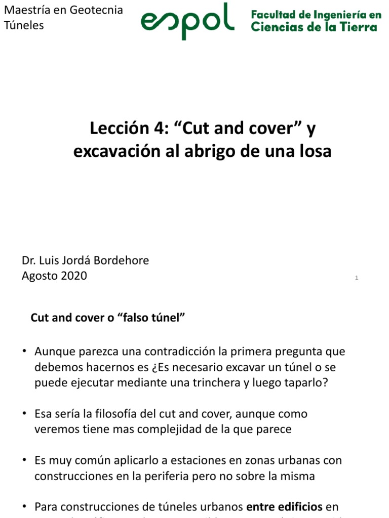 Técnicas de Cut and Cover en Túneles | PDF | Túnel