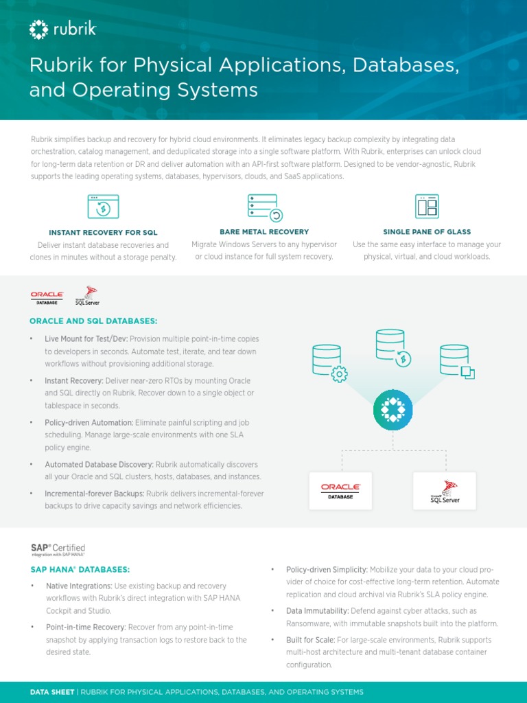 Data Sheet Rubrik For Physical Applications Databases And Operating Systems Download Free Pdf