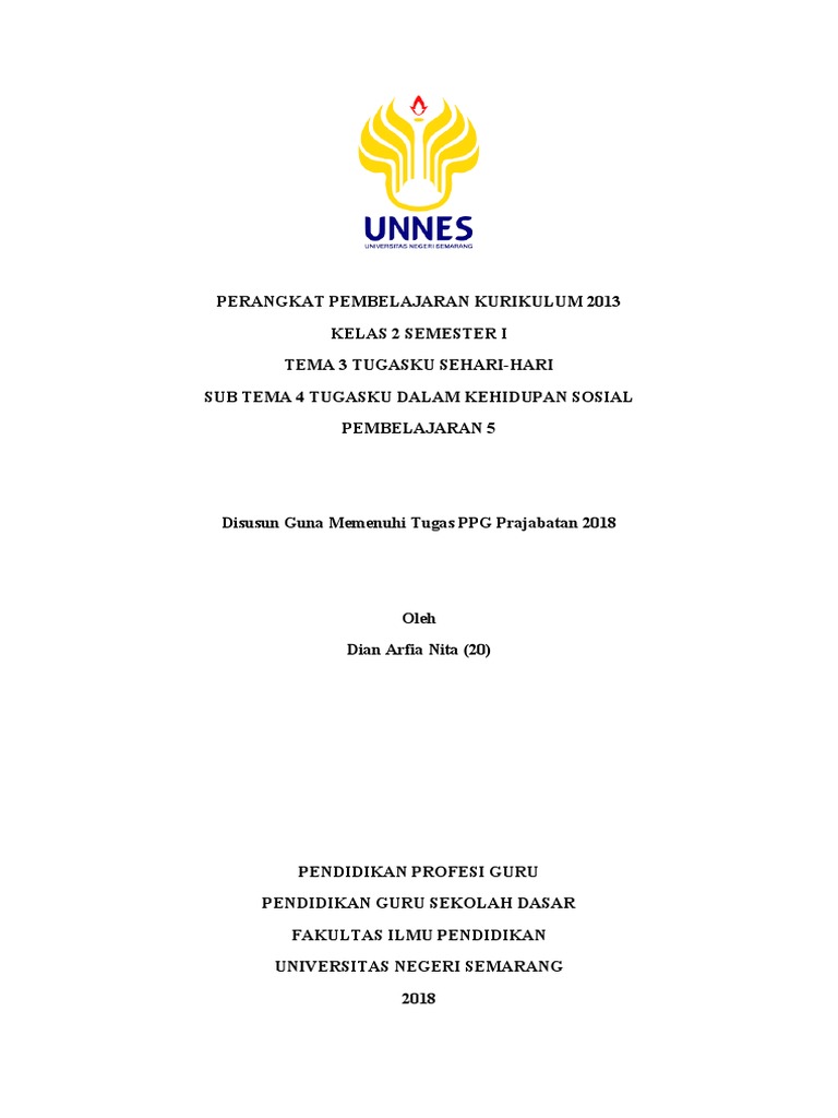 NO - 20 - DIAN ARFIA NITA - RPP Kelas 2 Tema 3 Subtema 4 Pemb 5 | PDF